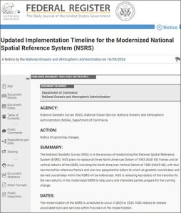 Federal Register Notice Announces New Timeline for NSRS Modernization ...